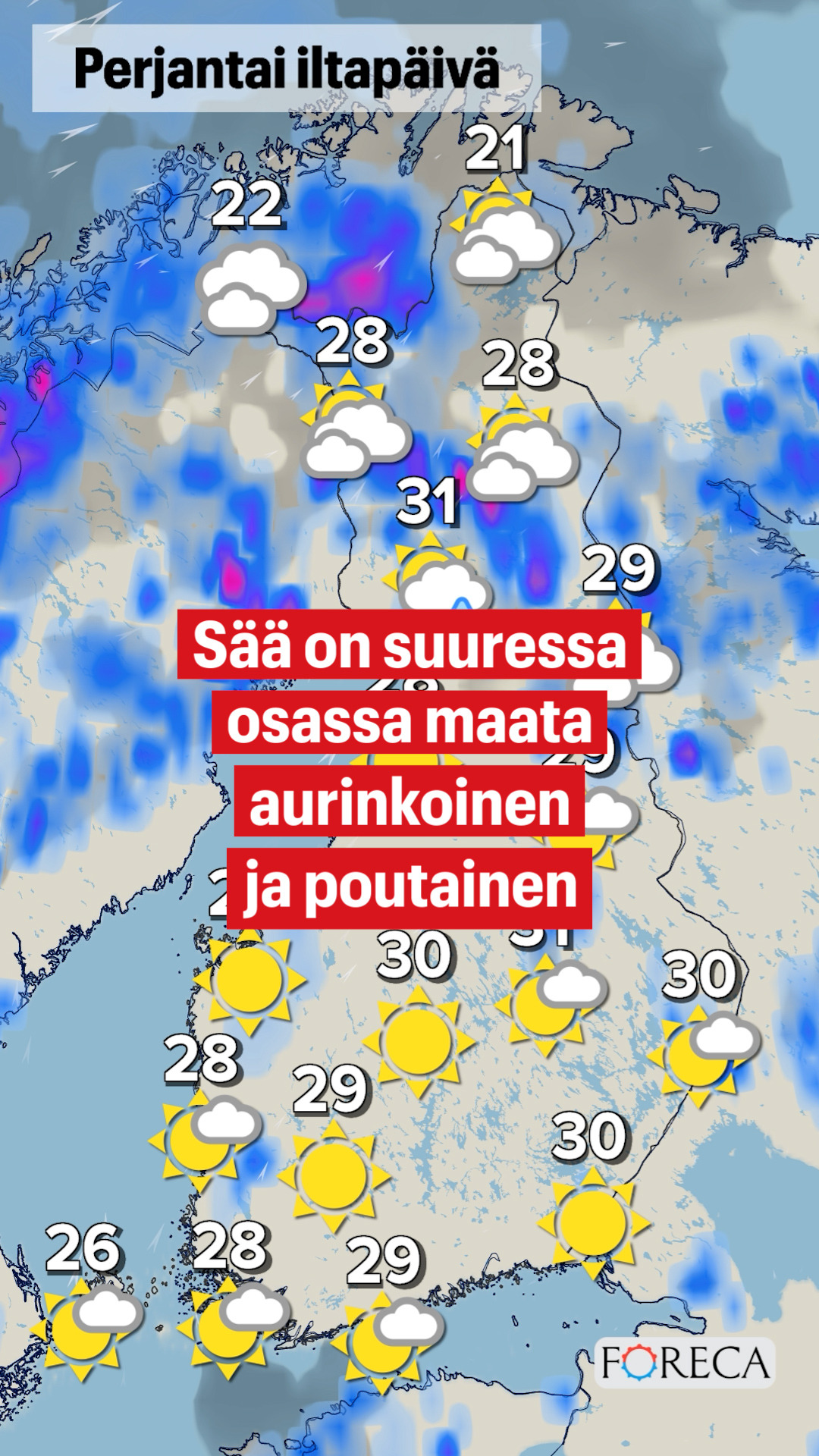 Perjantain lämpötila nousee todennäköisesti yli +30 asteen - Ilta-Sanomat