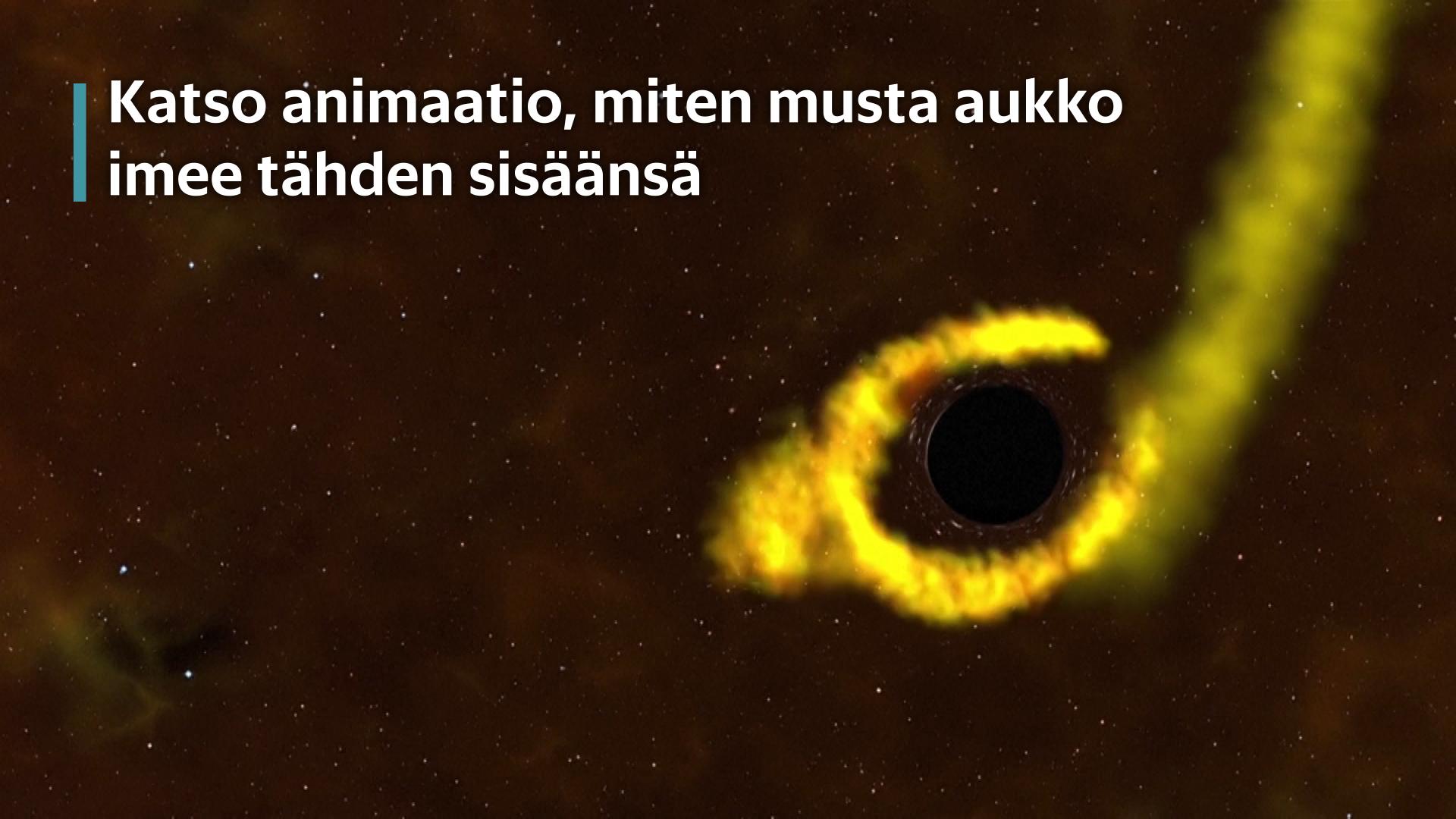 Katso animaatio, miten musta aukko imee tähden sisäänsä | Ruutu